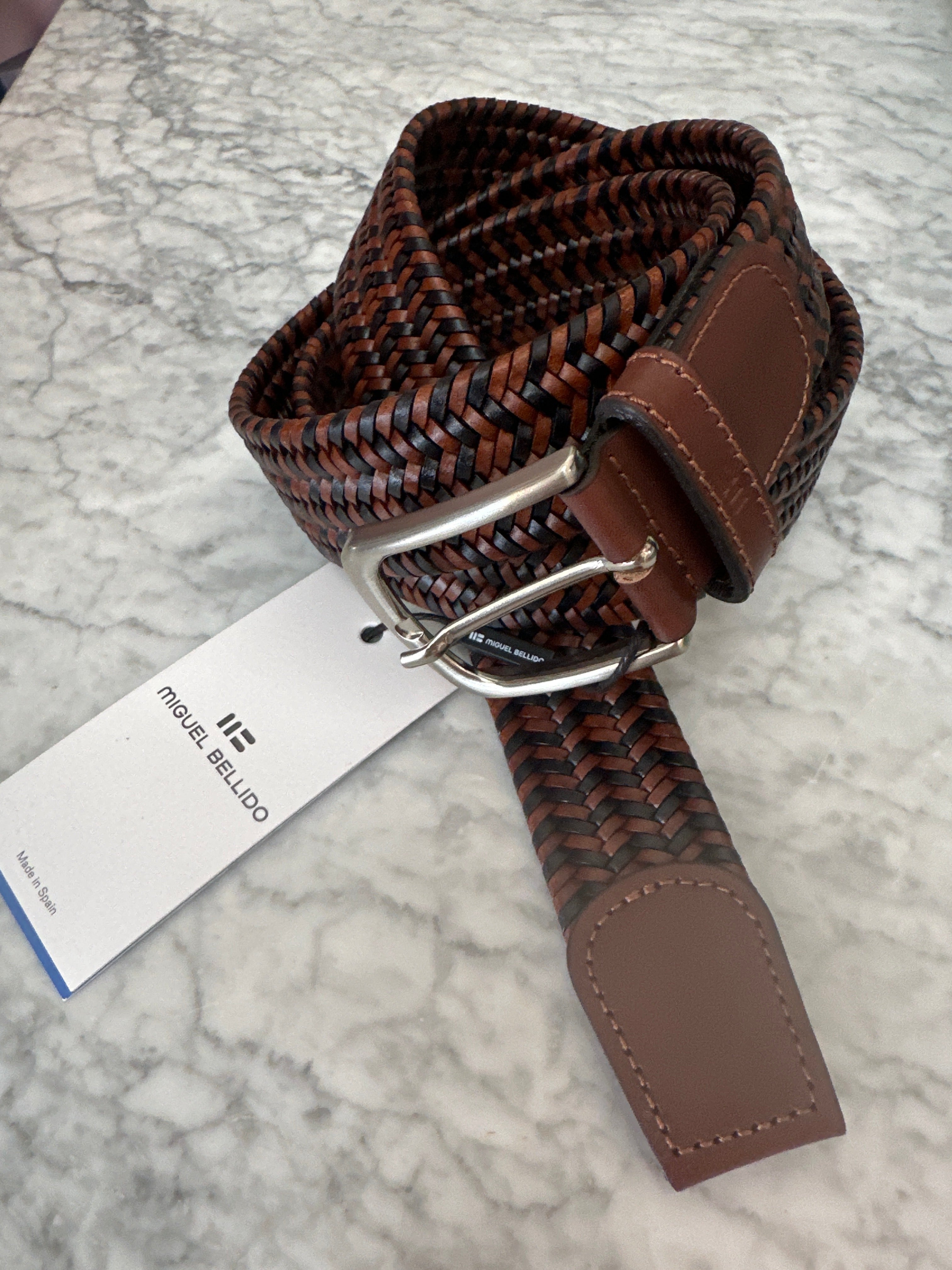 Miguel Bellido Stretch Leather Belt Cognac & Ink – Oliver Campbell Trading